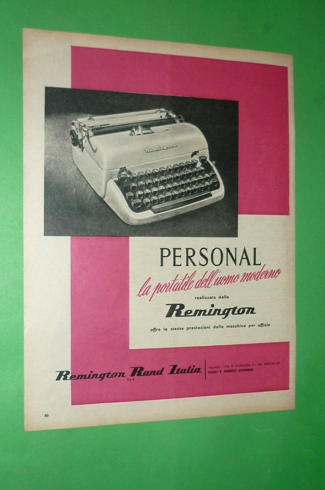 Remington Rand Machine By Scrivere Personal 1953 Advertising Vintage | eBay