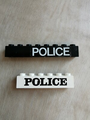 Lego lot 2x Brick Brique police pattern 1x 3009pb022 / 1x 3008pb029 1 ...