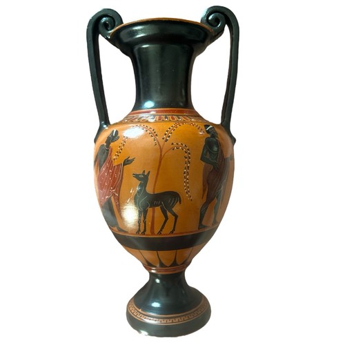 Greek Handmade Hand Painted Red figure Pottery Vase Ft. Apollo Playing ...