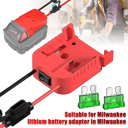 Battery Adapter w/Fuse built-in switch for Milwaukee 18V M18 To Dock ...