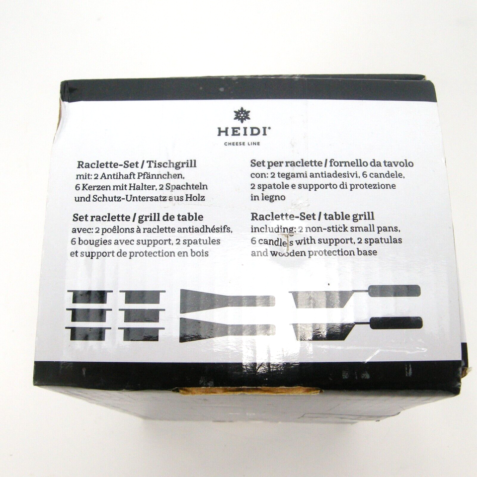 Heidi Cheese Line Flower Raclette Set 2 Pans 6 Candles 2 Spatulas Wood ...