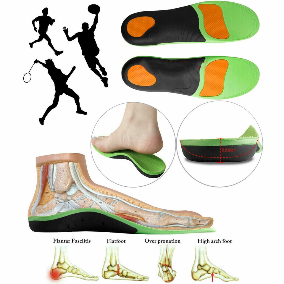 2PCS Orthotic Shoe Insoles Inserts Flat Feet High Arch Support Plantar ...
