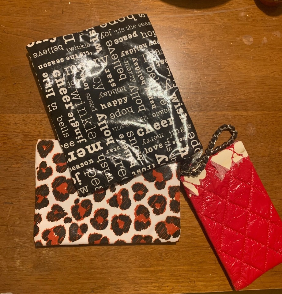 Brighton Jingle Triple Pouch Set Christmas Red Leopard Black White Bag ...