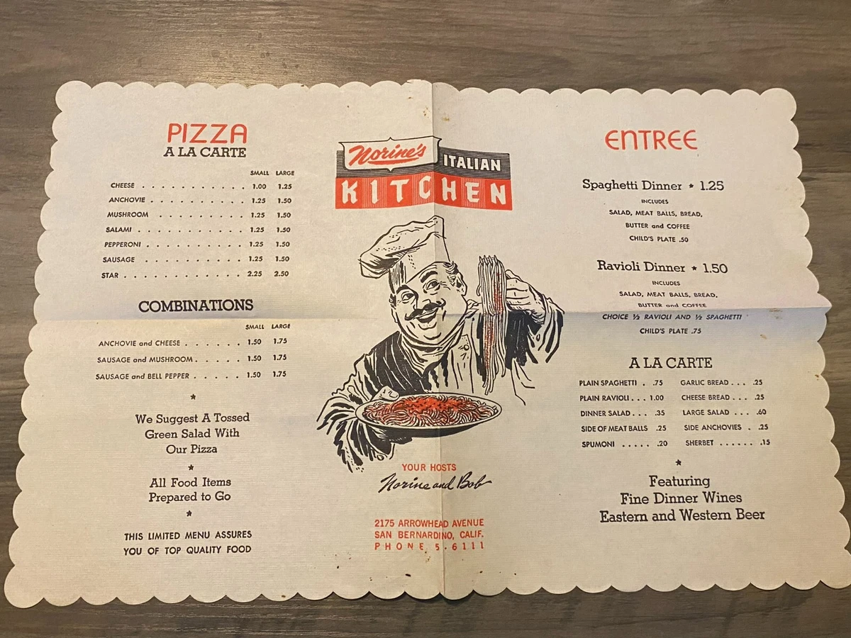Vintage 50s Diner Menu