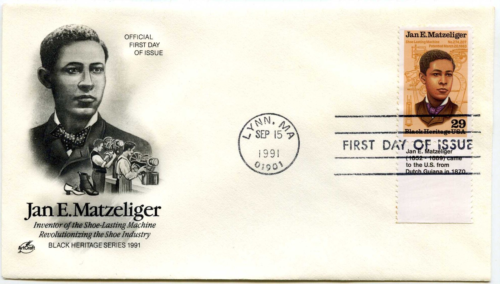 2567 Jan Matzeliger Black Heritage series 1991, ArtCraft, tab 'A ...