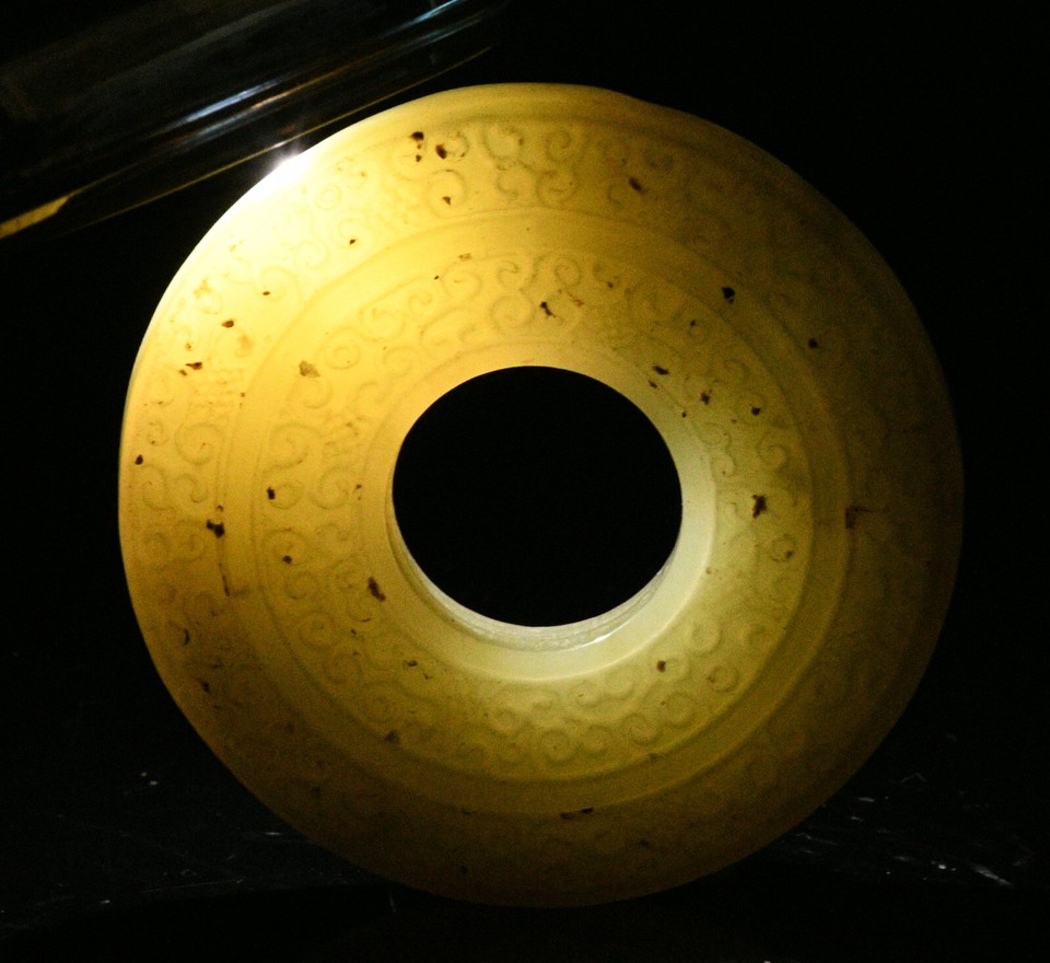 Unique China Old Jade Hand Carved YuBi Bi Ping An Kou Amulet Pendant ...