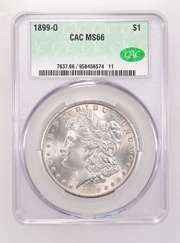 1899 O MORGAN SILVER DOLLAR - MS66 CAC - BLAST WHITE CARTWHEEL LUSTER ...