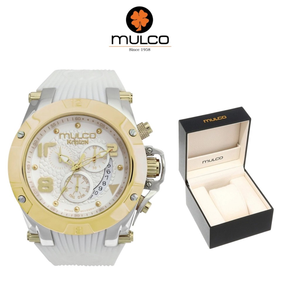 Mulco Kripton MW5-2029-012 Chronograph Watch with White Silicone Strap ...