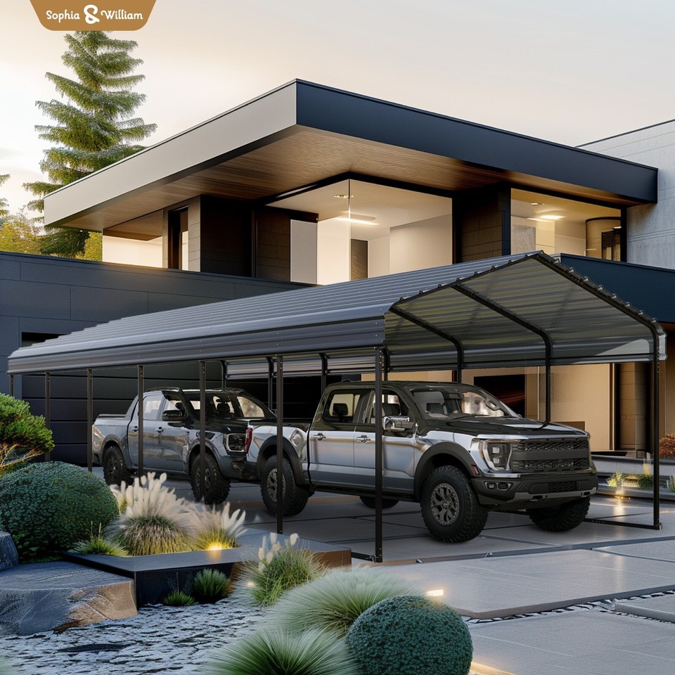 12x30' Metal Carport Heavy Duty Upgraded Reinforce Car Shelter Garage ...