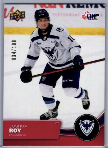 Joshua Roy Rookie 2021-22 Upper Deck CHL #Exclusives /100 (RC) Montreal ...