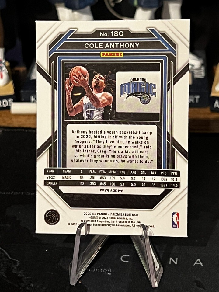 2022-23 Panini Prizm Pink Cracked Ice Cole Anthony #180 Orlando Magic ...