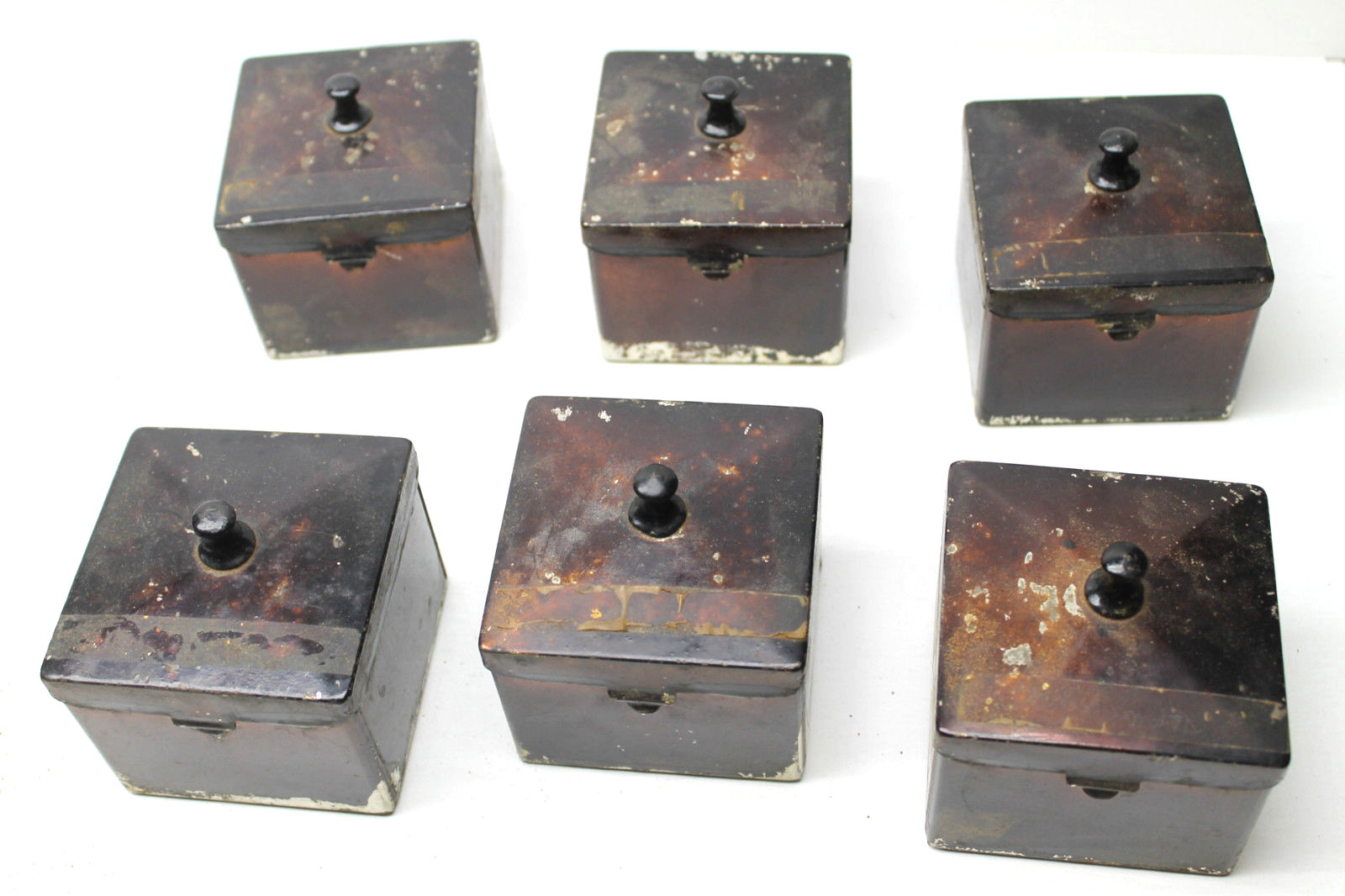 Antique Kreamer (?) Metal Tin Spice Lock Box +6 Tins+Grater+Spices ...