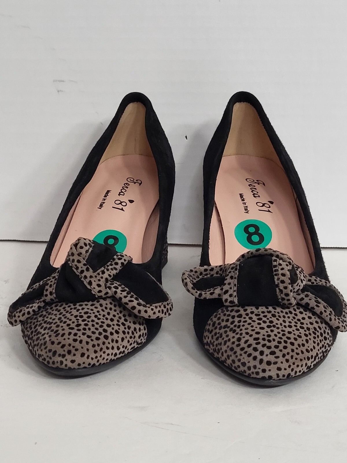 FERCA 81 Black Made In Italy Suede patent leather accent, animal print ...