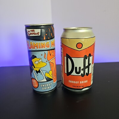 2 Cans of SIMPSONS ENERGY DRINKS (FLAMING MOES & DUFF)= UNOPENED! | eBay