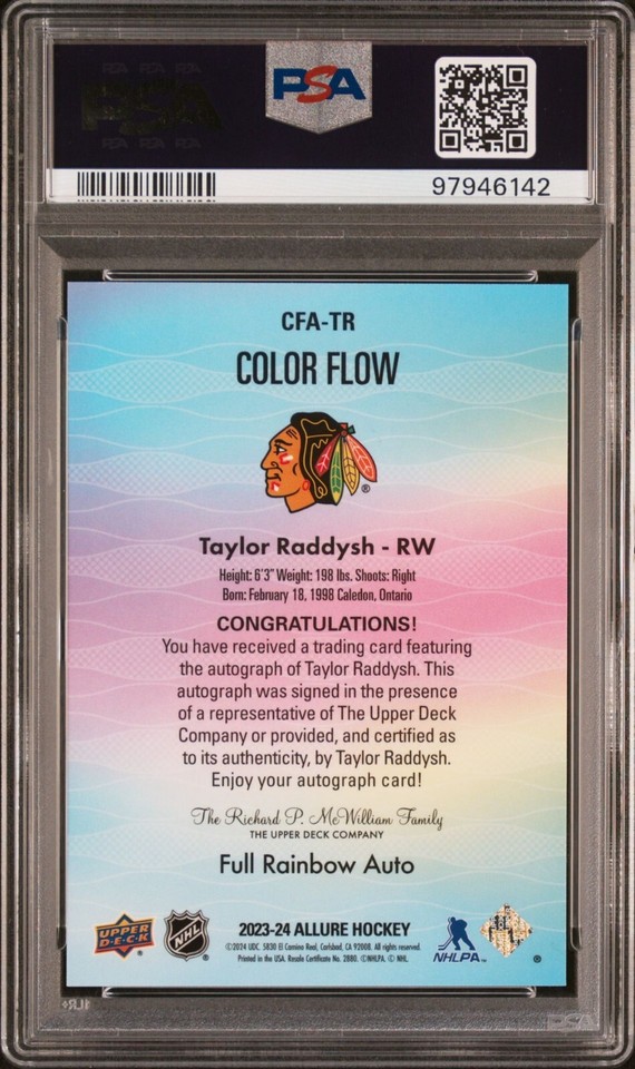 2023 UD ALLURE TAYLOR RADDYSH COLOR FLOW FULL RAINBOW AUTO PSA 10 GEM ...