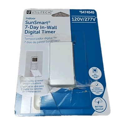 Utiltech Indoor Sun Smart 7 Day In Wall Digital Timer 120V/277V | eBay