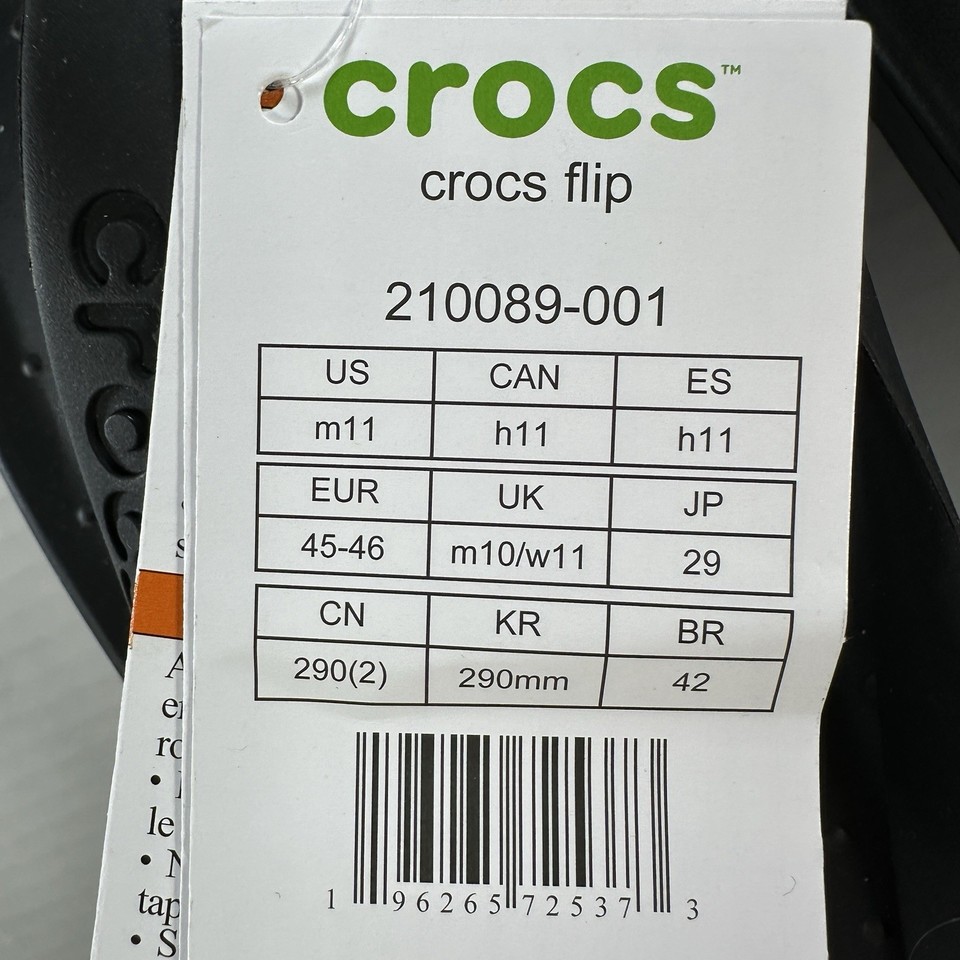 Crocs Flip Men’s 11 Unisex Flip Flop 210089-001 Black | eBay