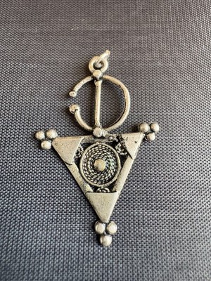 Vintage Silver Berber Fibula Pendant Handmade Silver Moroccan Tazerzit ...