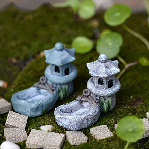 Mini Retro Pond Tower Craft Fairy Garden Decor Figurines Toys Micro ...