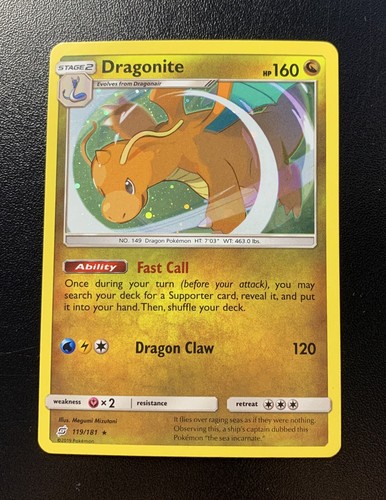 Pokémon TCG Dragonite Sun & Moon - Team Up 119/181 Holo Rare Cosmos ...