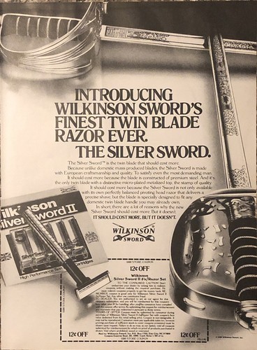 1980 Wilkinson Silver Sword II Twin Blade Razor Set VTG 80s PRINT AD ...