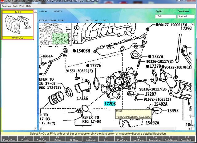 1720851012 Genuine Toyota Turbocharger Sub-assy No.2 17208-51012 for ...