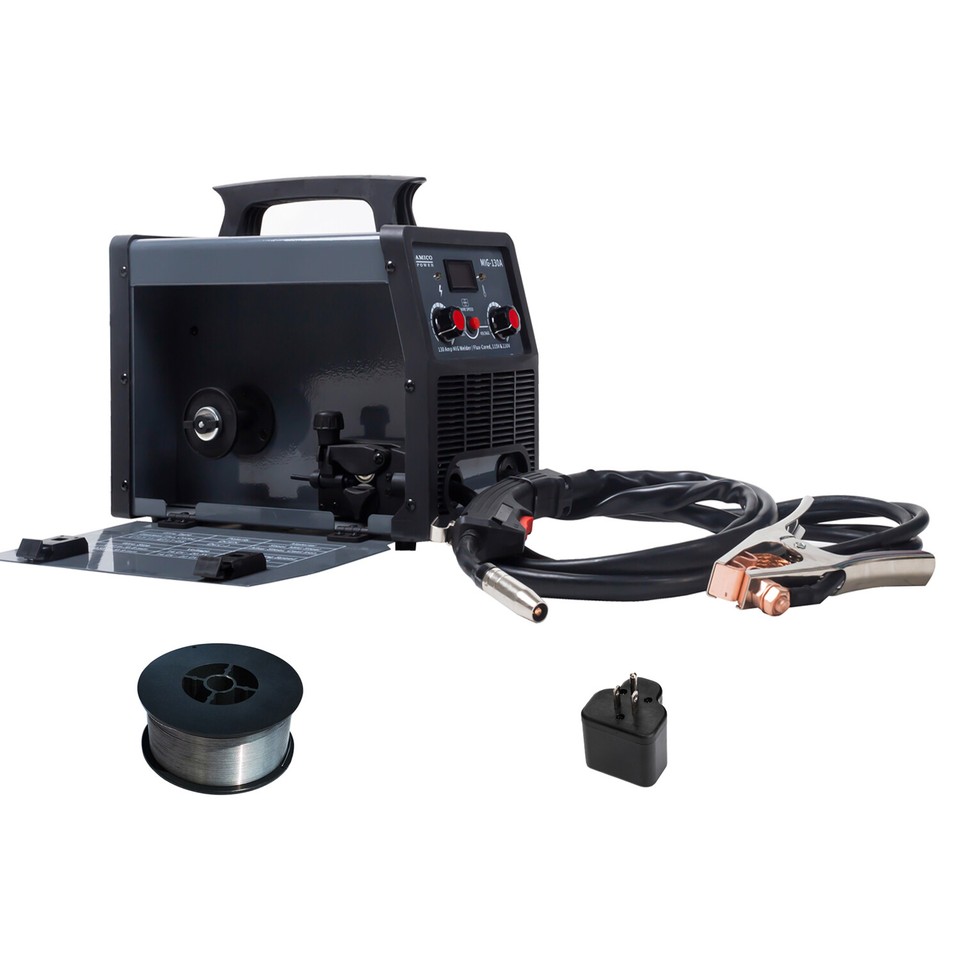 Amico MIG-130A, Amp Flux Core Gasless Welder, 115/230V Dual Voltage ...