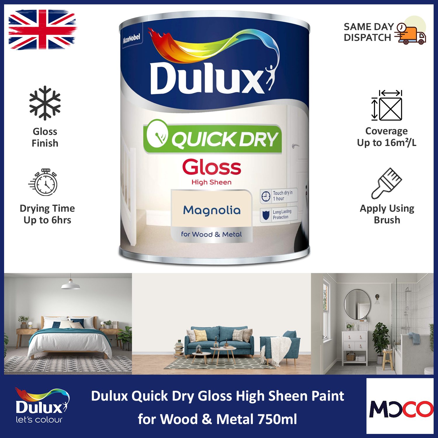 Dulux Quick Dry Gloss Paint Interior Wood Metal Long Lasting High Sheen ...