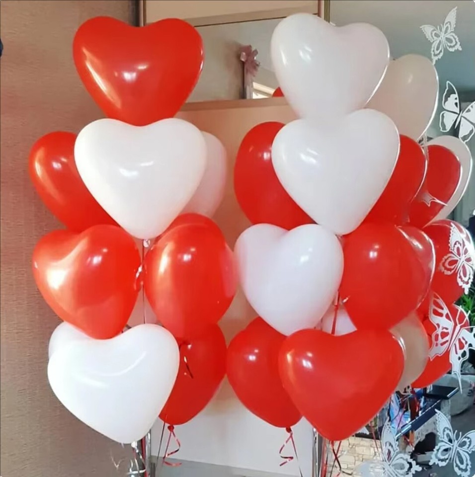 100 LOVE HEART SHAPE BALLOONS Wedding Party Romantic Baloon Birthday ...