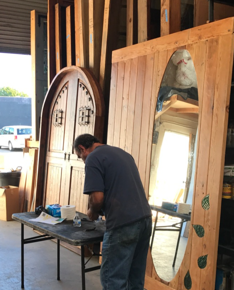 Rustic ALDER lumber arch top door solid wood storybook iron speakeasy ...