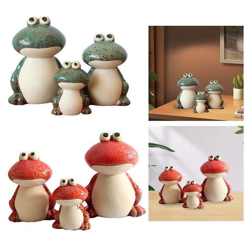 3x Frog Statue Collectible Frog Family Figurines for Tea Room Cabinet ...