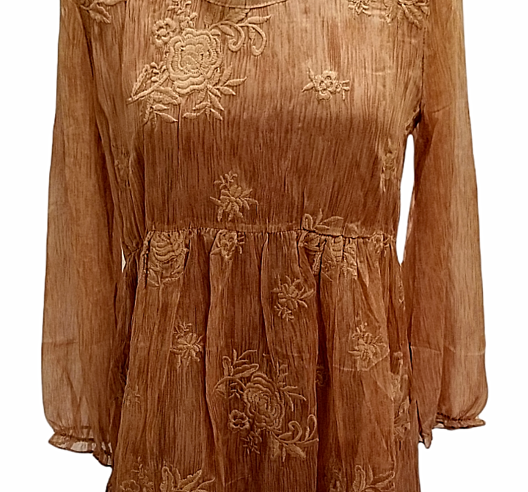 Pretty Angel Tunic Womens XL Long Sheer Sleeve Chiffon New Copper Rust ...