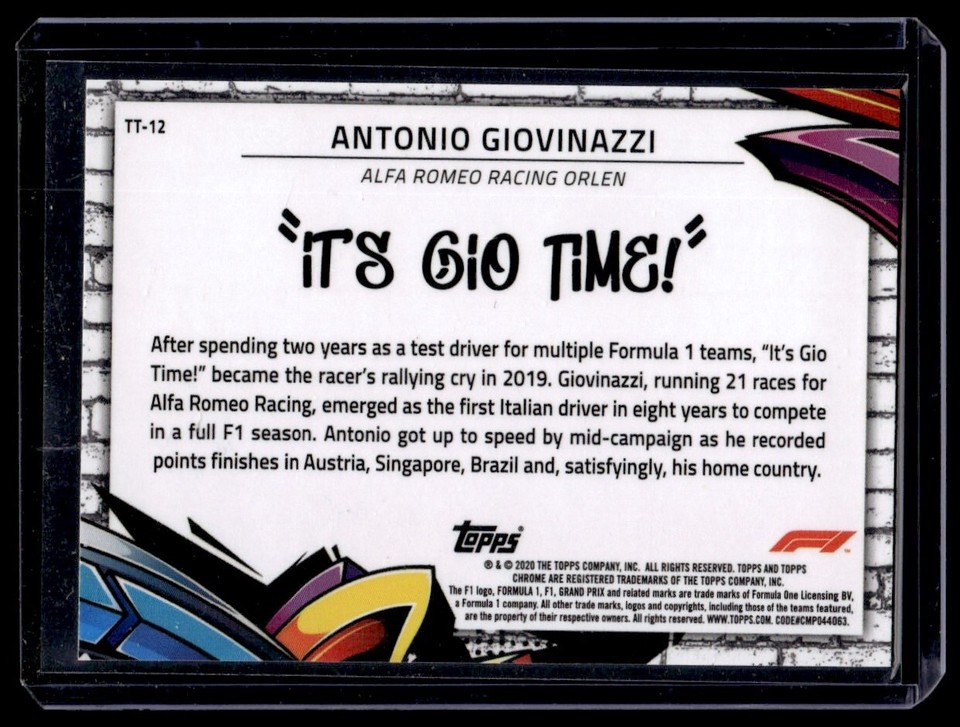 2020 Topps Chrome its Gio Time Antonio Giovinazzi G20 #TT-12 | eBay