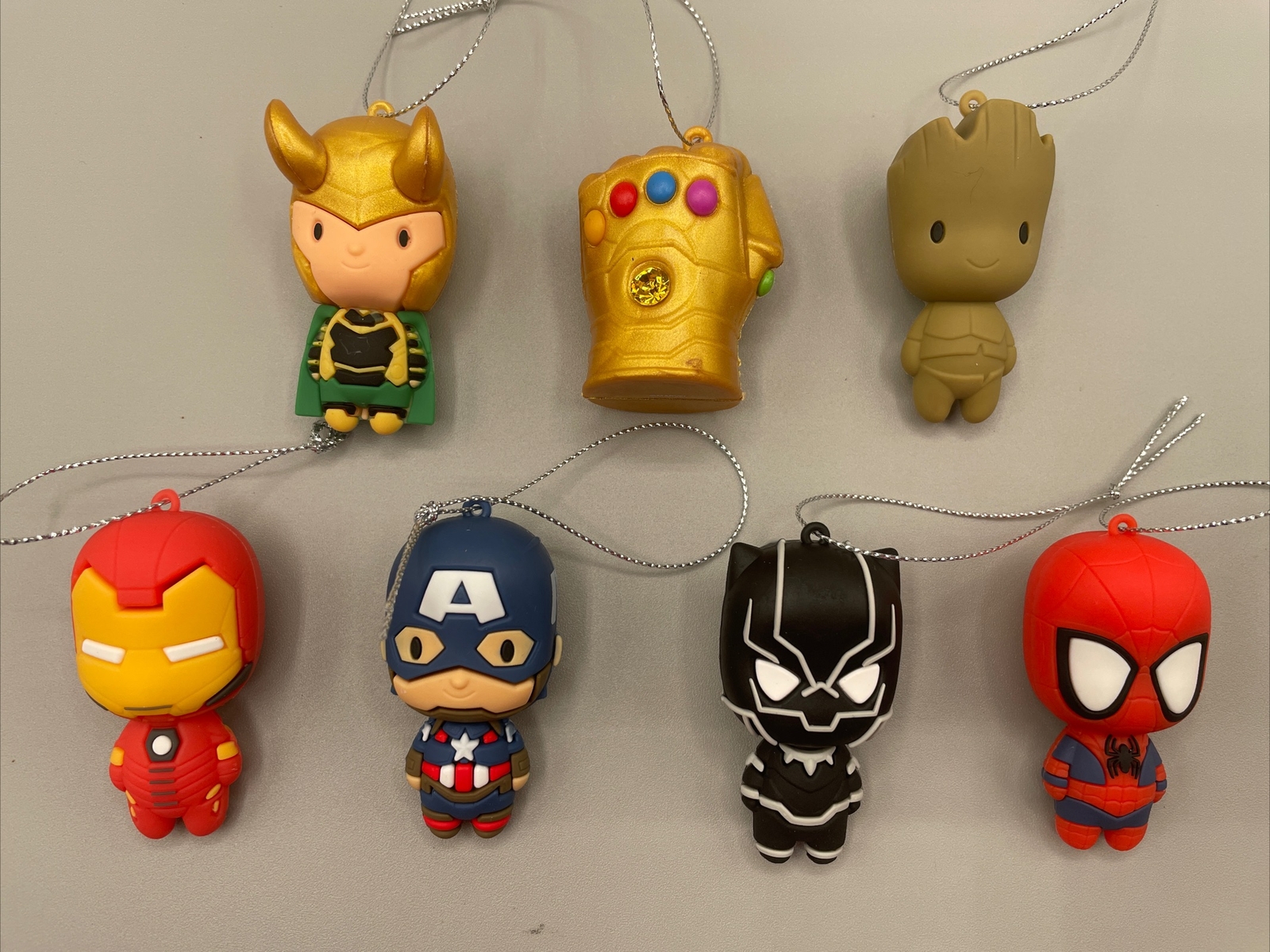 Hallmark Marvel ORNAMENTS Mystery Set of 7 Compete Gauntlet Groot Iron ...