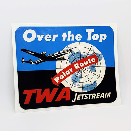 TWA "Over the Top" DECAL - Vintage Style Vinyl Sticker, Luggage Label ...