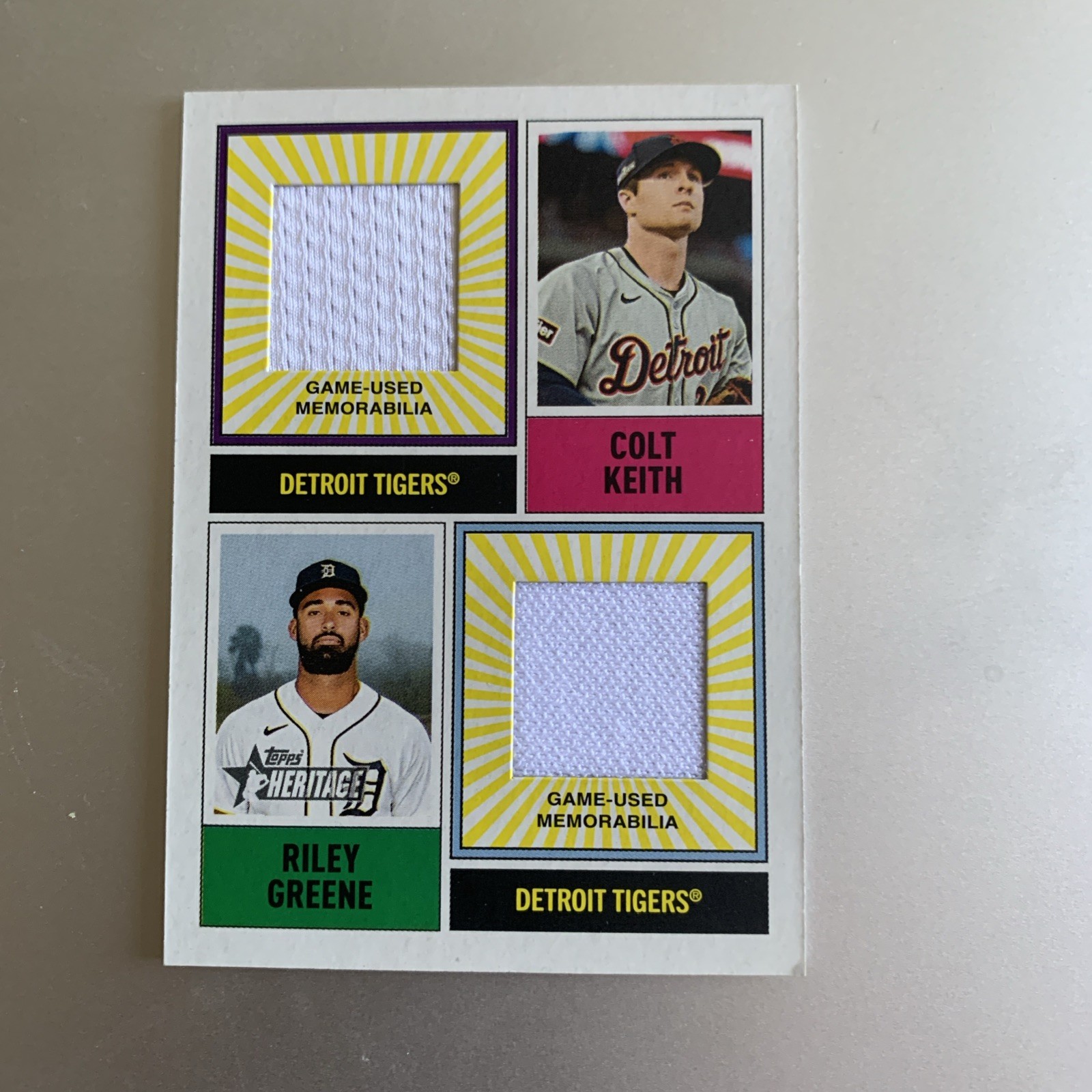 Colt Keith / Riley Greene 2025 Topps Heritage #DPMCR-KG Dual-Player MLB ...