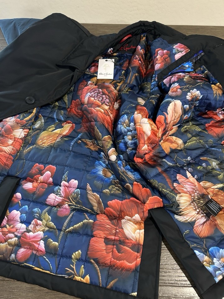 Robert Graham Lightly Padded Car Coat Black RGF24R39 Men's Size Medium ...