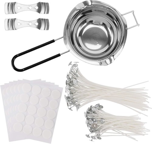 DIY Candle Making Kit - 400ML Melting Wax Pot, 12cm & 17cm Wicks, 3 ...