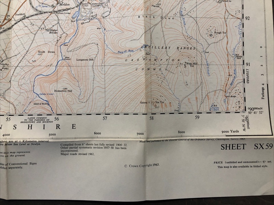 Ordnance Survey - Sheet SX59 - 1963 Paper Map | eBay UK