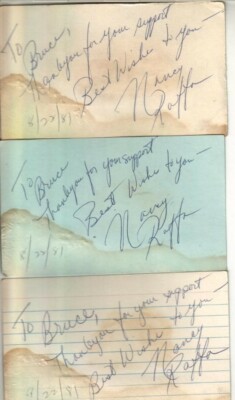 (3) Nancy Raffa Autographed Index Cards Actress / Splash | eBay