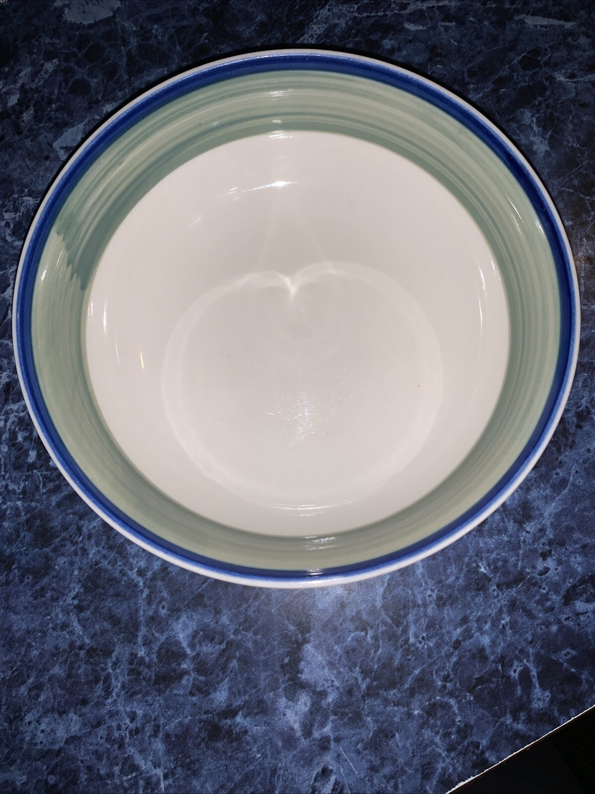 Alco Industries AD129 Blue Green Band Rings Stoneware Cereal Soup Bowl ...