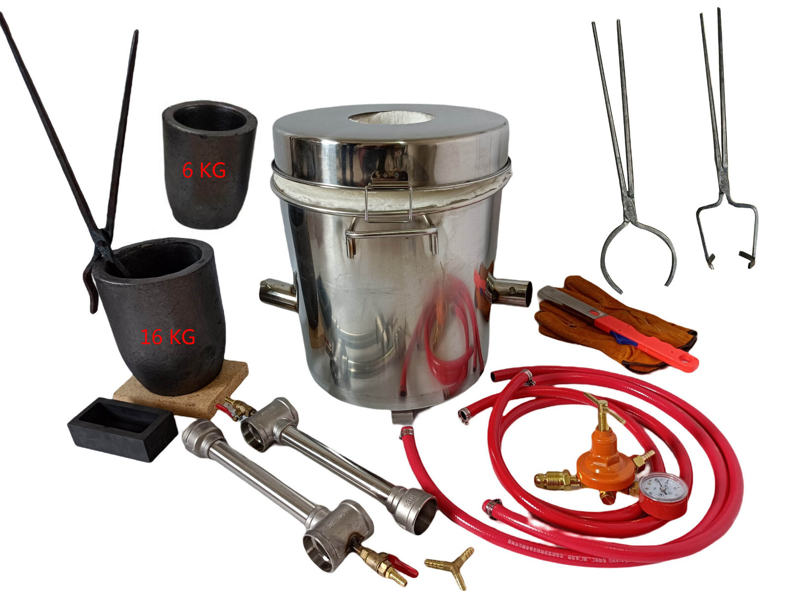 6 & 16 KG Gas Metal Melting Furnace Propane Forge Casting Mold Crucible ...
