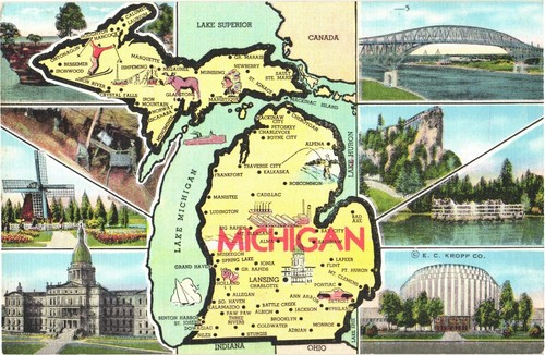 State Capitol, Lansing, Windmill Park, Holland, Big Spring Michigan Map ...