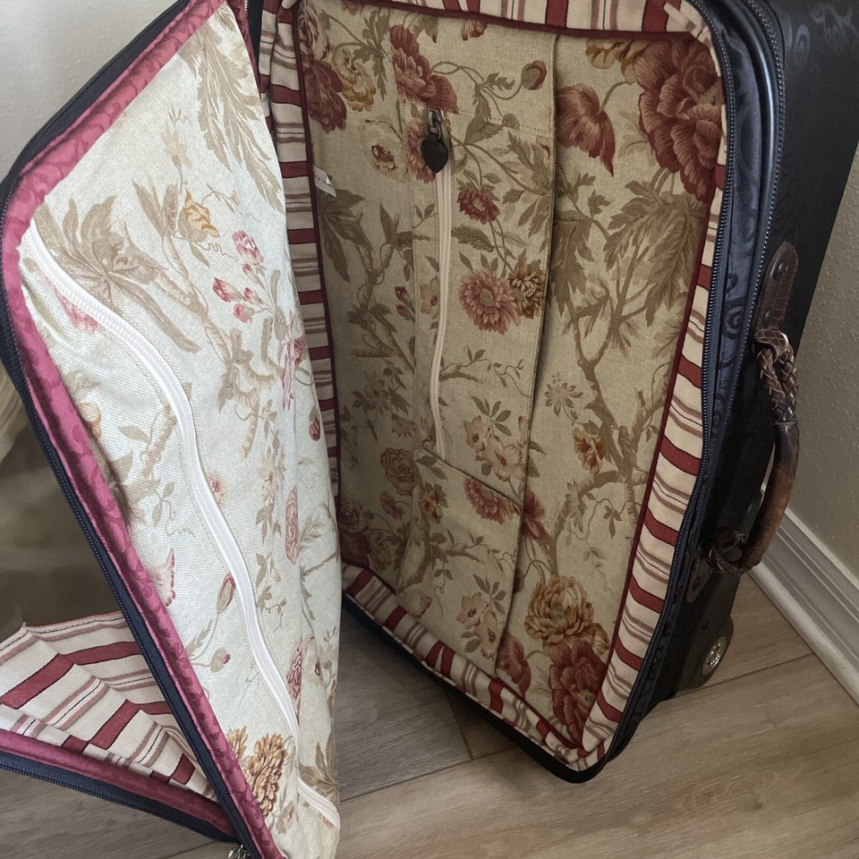 Brighton Black & Choc Croc Leather 22” Carry-on Luggage Rolling Wheels ...