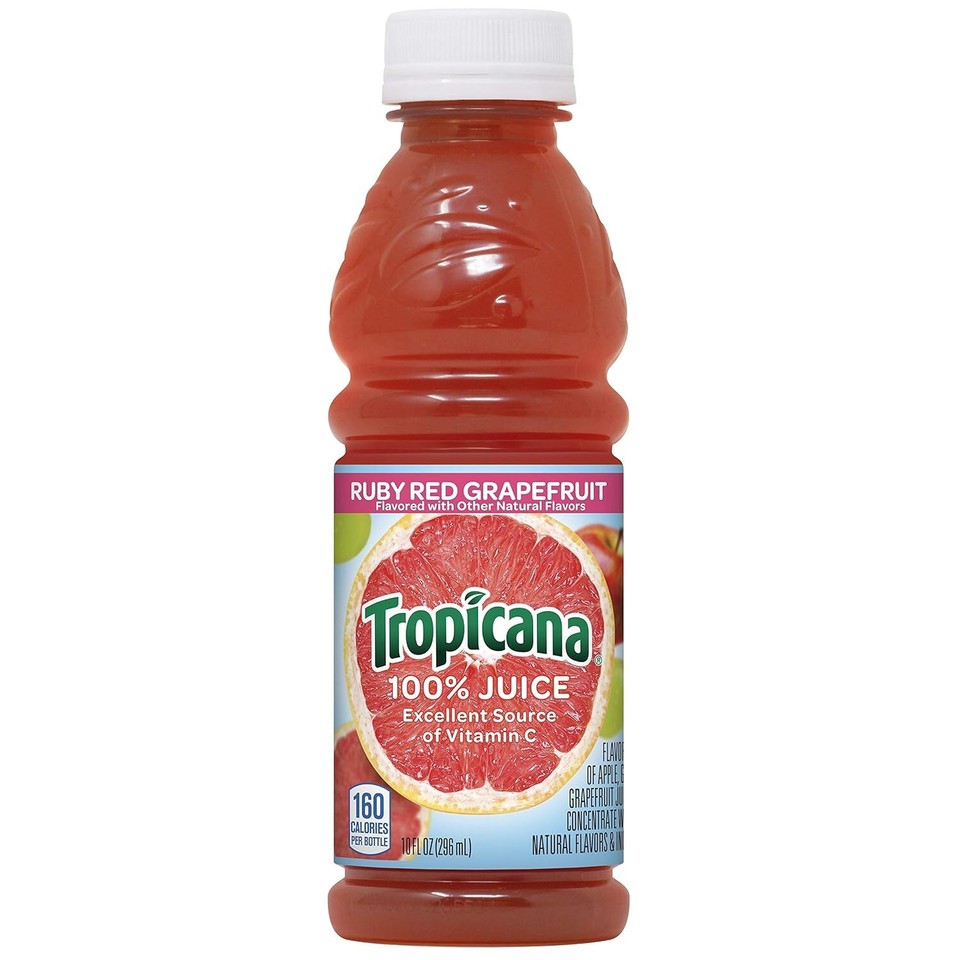 (24 Pack) Tropicana 100% Juice Ruby Red Grapefruit, Vitamin C Rich, 10 ...