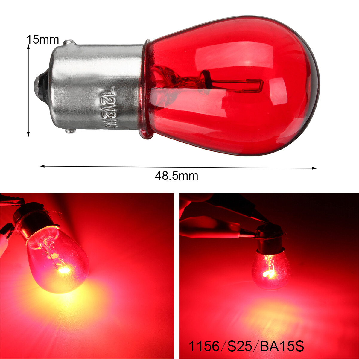 1156 RED 12V 21W BA15S Light Bulb Auto Car Brake Stop Signal Turn Tail ...
