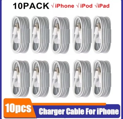 10 PACK USB 8 Pin Charger Cable Cord For iPhone 6 7 8 X XR 11 12 13 14 ...