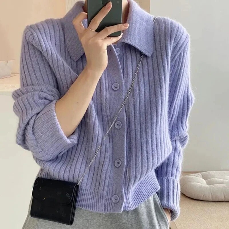 Women Knit Cardigan Button Up Sweater Coats Woman Long Sleeve Soft ...