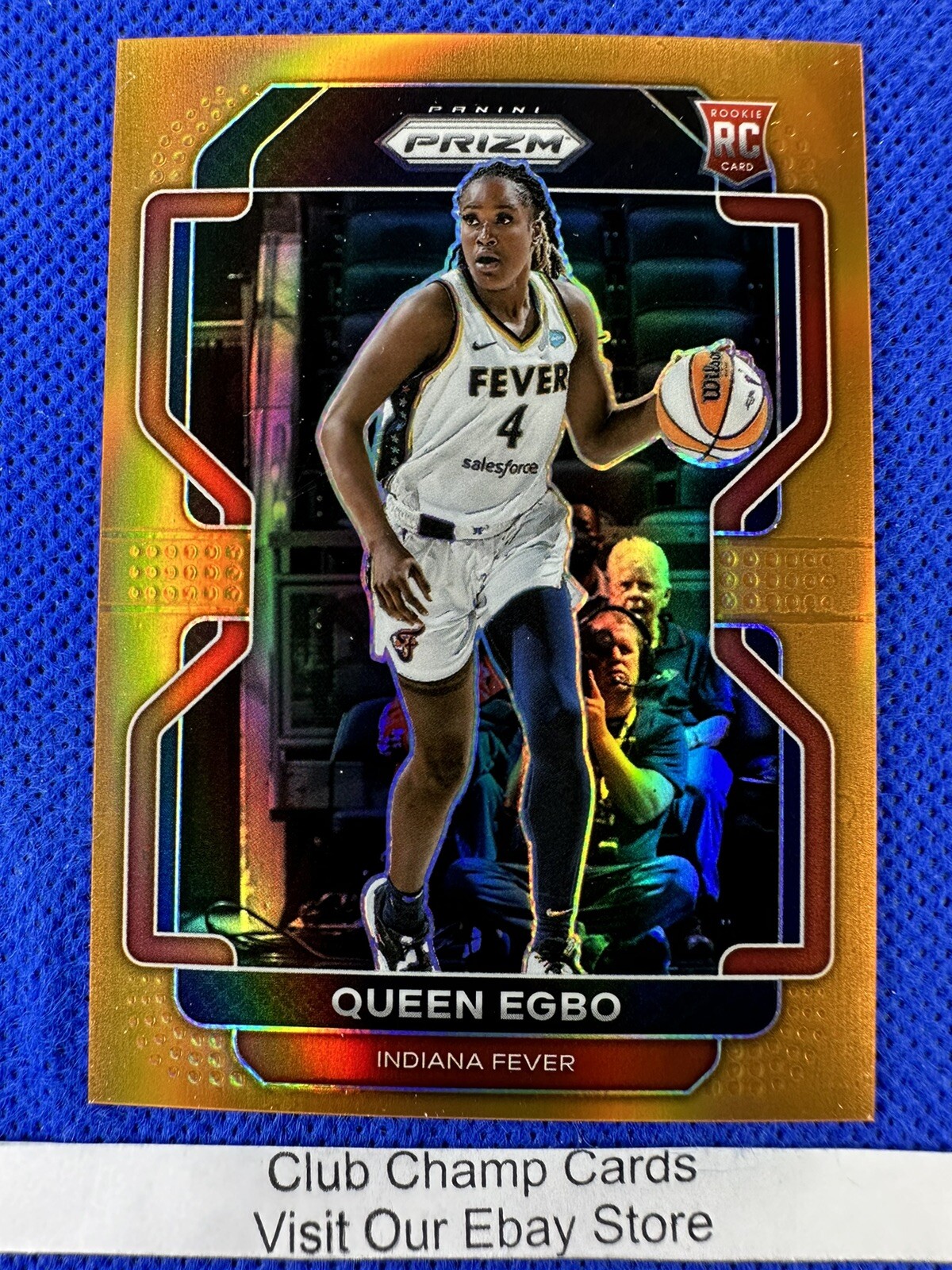 2022 #190 Queen Egbo WNBA Panini Prizm Basketball Orange Prizm 08/49 RC ...