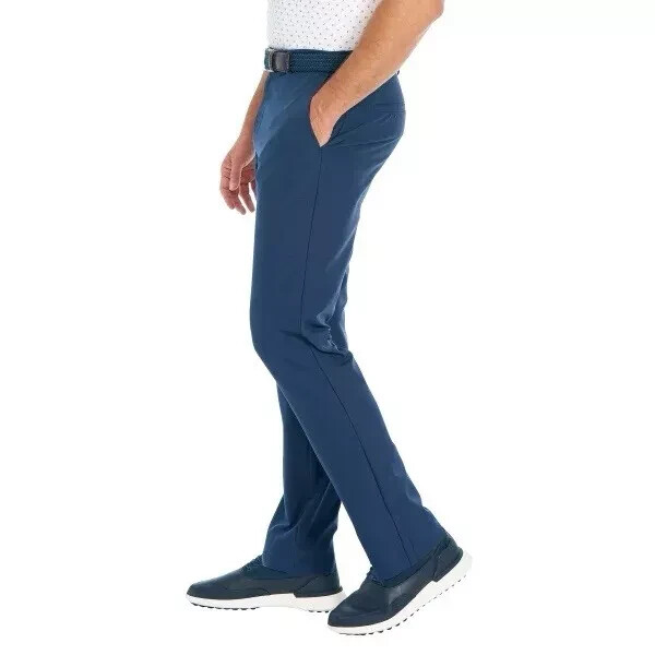 Greg Norman Men’s Performance Flex Waistband Snap Button Pants, Blue ...